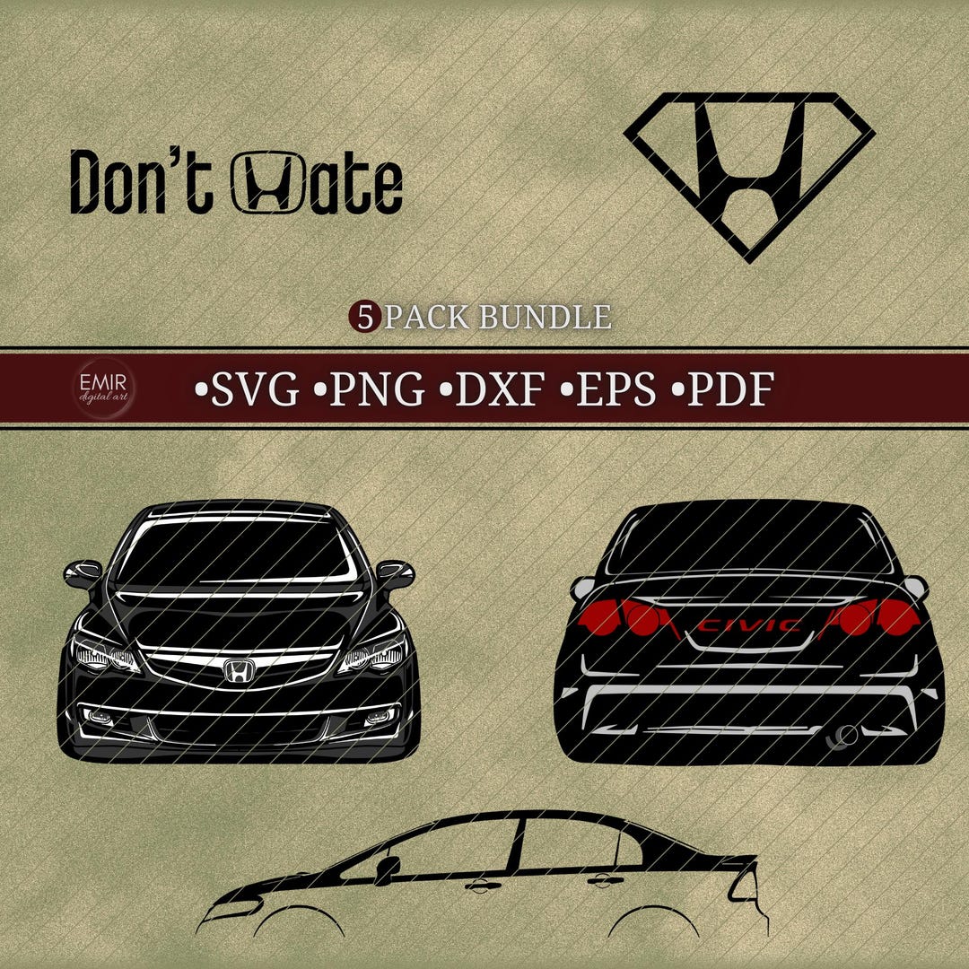 Honda Civic SVG Bundle, Civic Fd6, Fd2, Svg,png,dxf,pdf,eps, Vtec, Type ...
