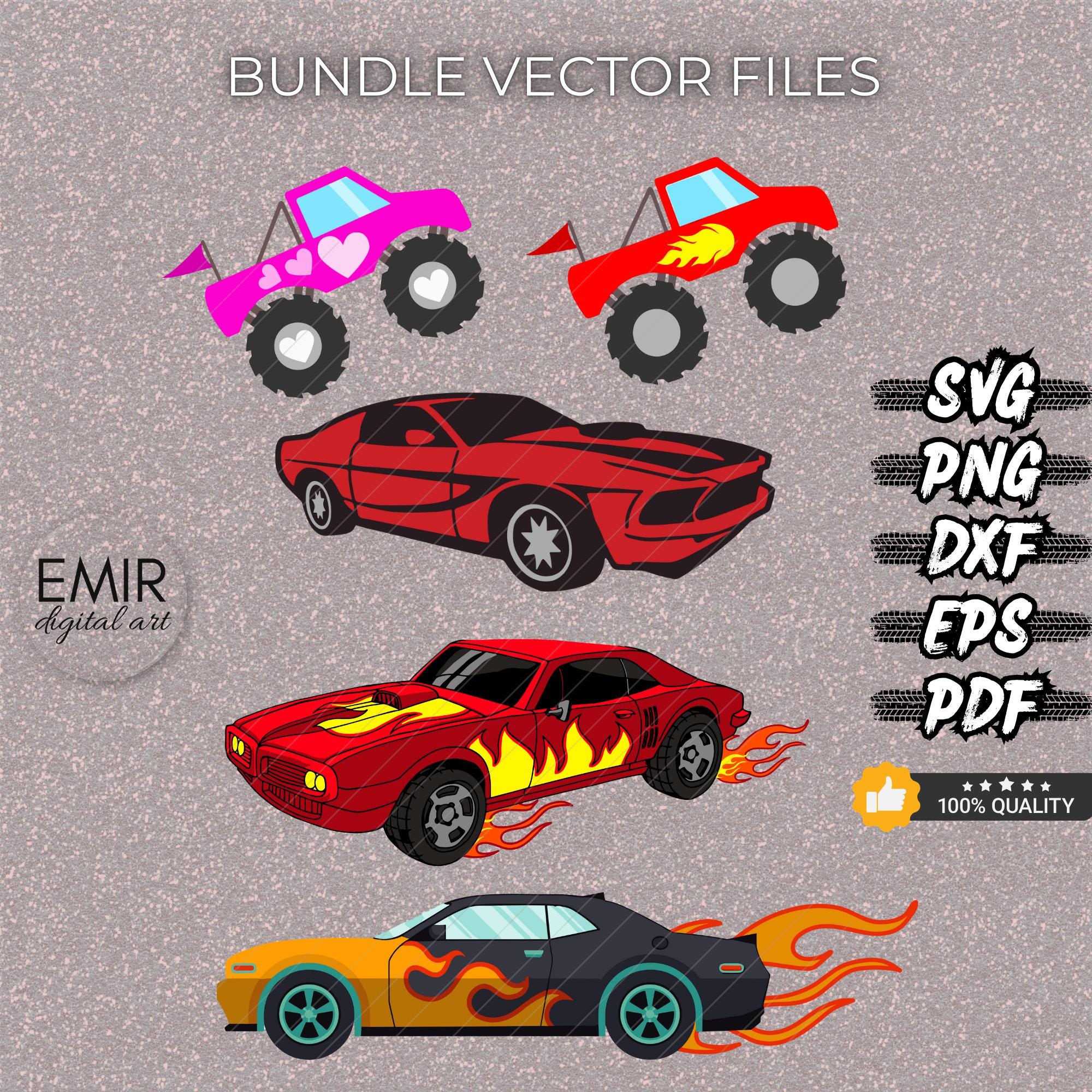 Hot Cars Svg Bundle, Monster Trucks, Muscle Car With Flames, Hot Racing ...