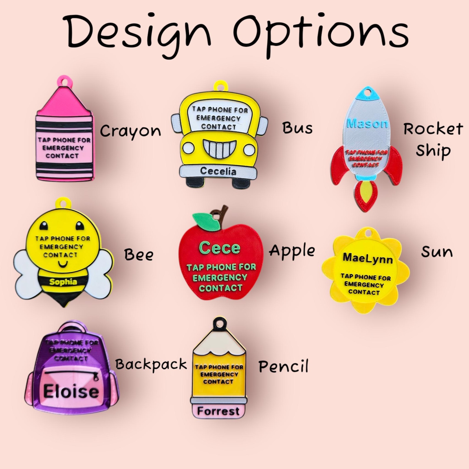 3D Printed NFC Emergency Tag for Kids: Backpack ID, Custom Name - Etsy