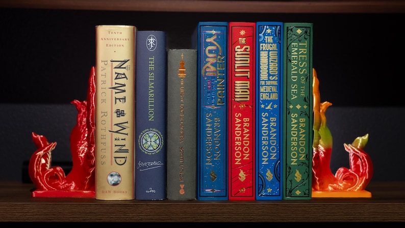 3D Printed Phoenix Bookends: Fantasy Bookshelf Decor, Mythical Gift - Etsy