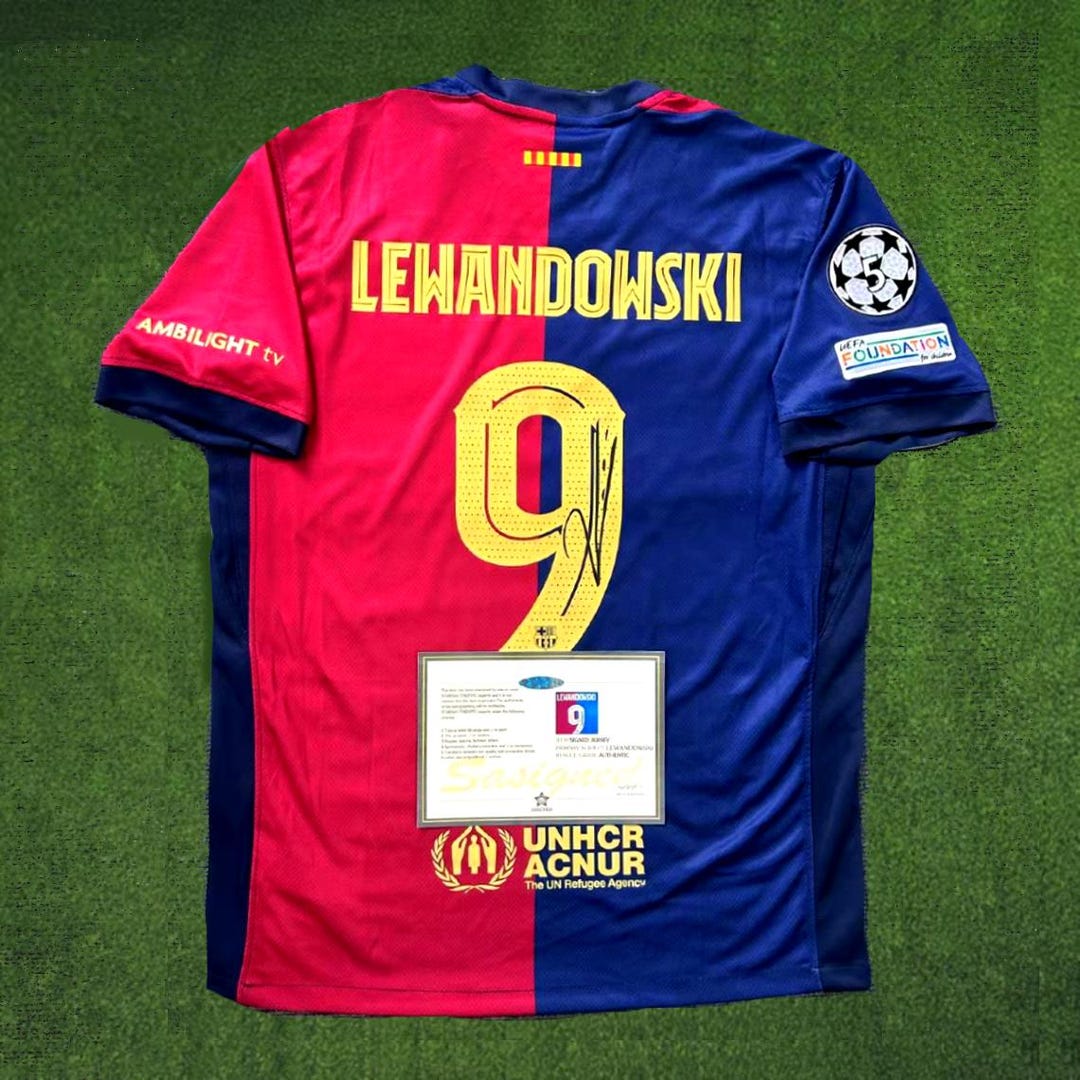 Robert Lewandowski SIGNED Barcelona Barca Home 2024 Shirt Jersey COA 24 ...