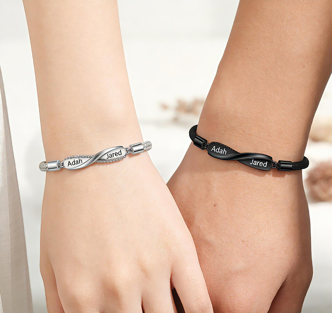Personalised Double-name Infinity Symbol Couple Bracelets, Customisable ...