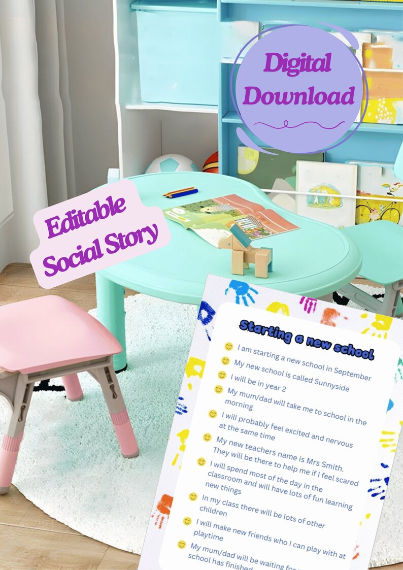 Starting a New School - Social Story (editable) - Etsy