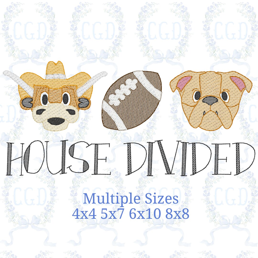 Football Trio House Divided Sketch Fill, Light Fill, Quick Stitch ...