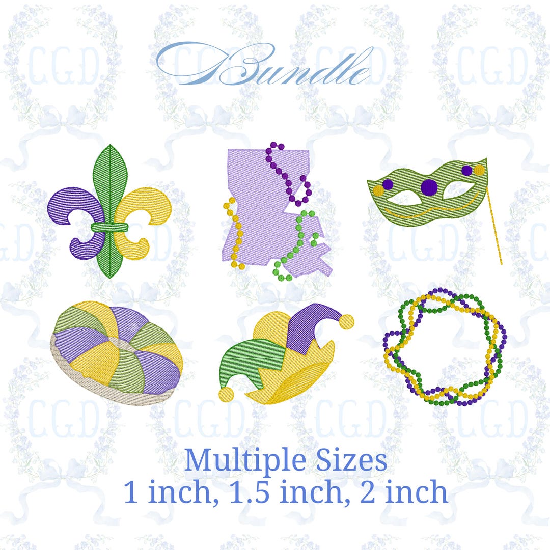 Mini Mardi Gras Multipack Bundle 5 Designs Sketchy, Light Fill Machine ...