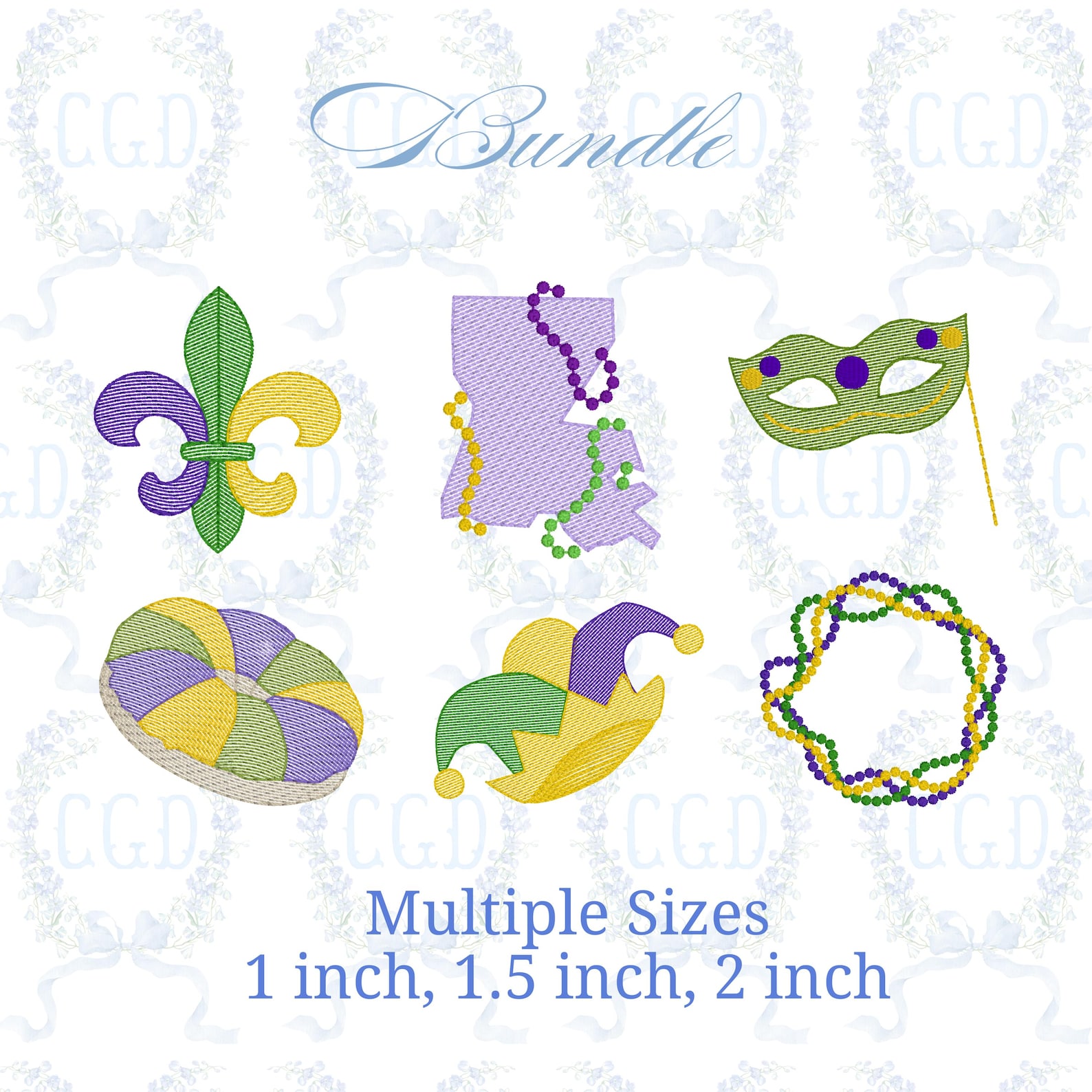 Mini Mardi Gras Multipack Bundle 5 Designs Sketchy, Light Fill Machine ...