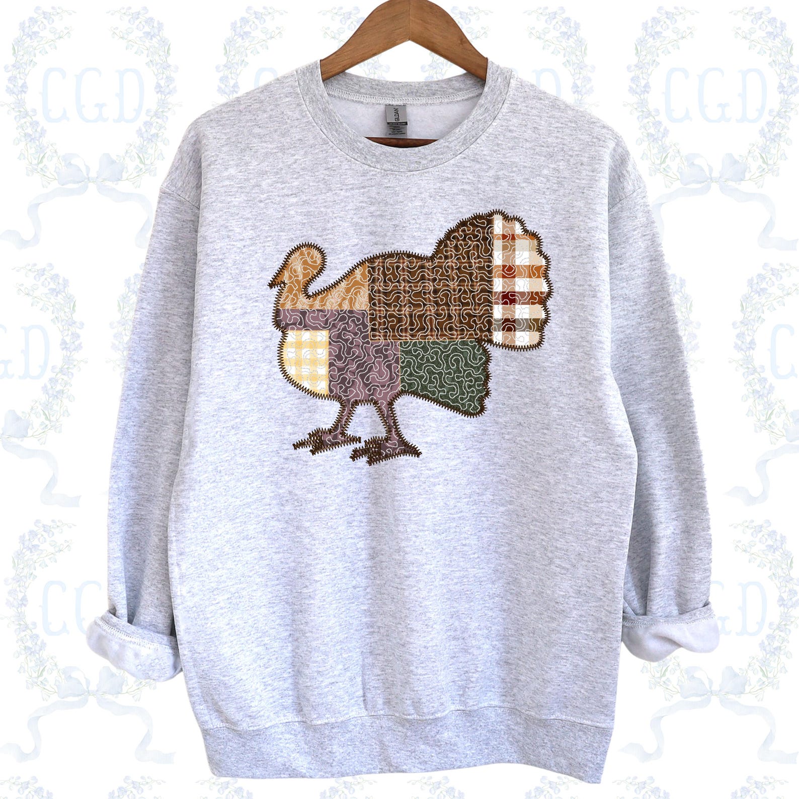 Quilted Patchwork Farmhouse Turkey Silhouette Applique Machine ...