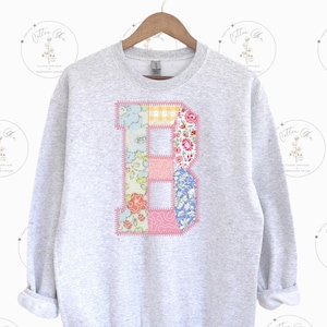 Quilted Patchwork Varsity Initial Letter B Applique Machine Embroidery ...