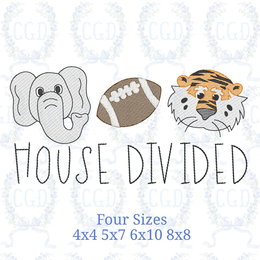 Football Trio House Divided Sketch Fill, Light Fill, Quick Stitch ...