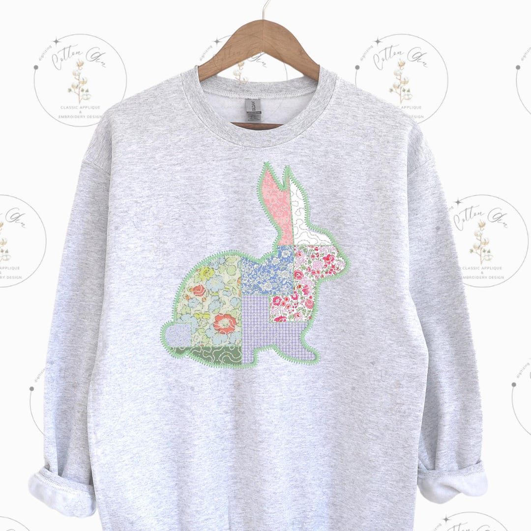 Quilted Patchwork Farmhouse Bunny Applique Machine Embroidery Design ...