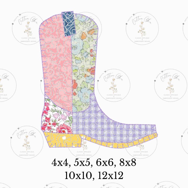 Embroidery Machine Design Quilted Patchwork Western Cowboy Boot Blanket ...