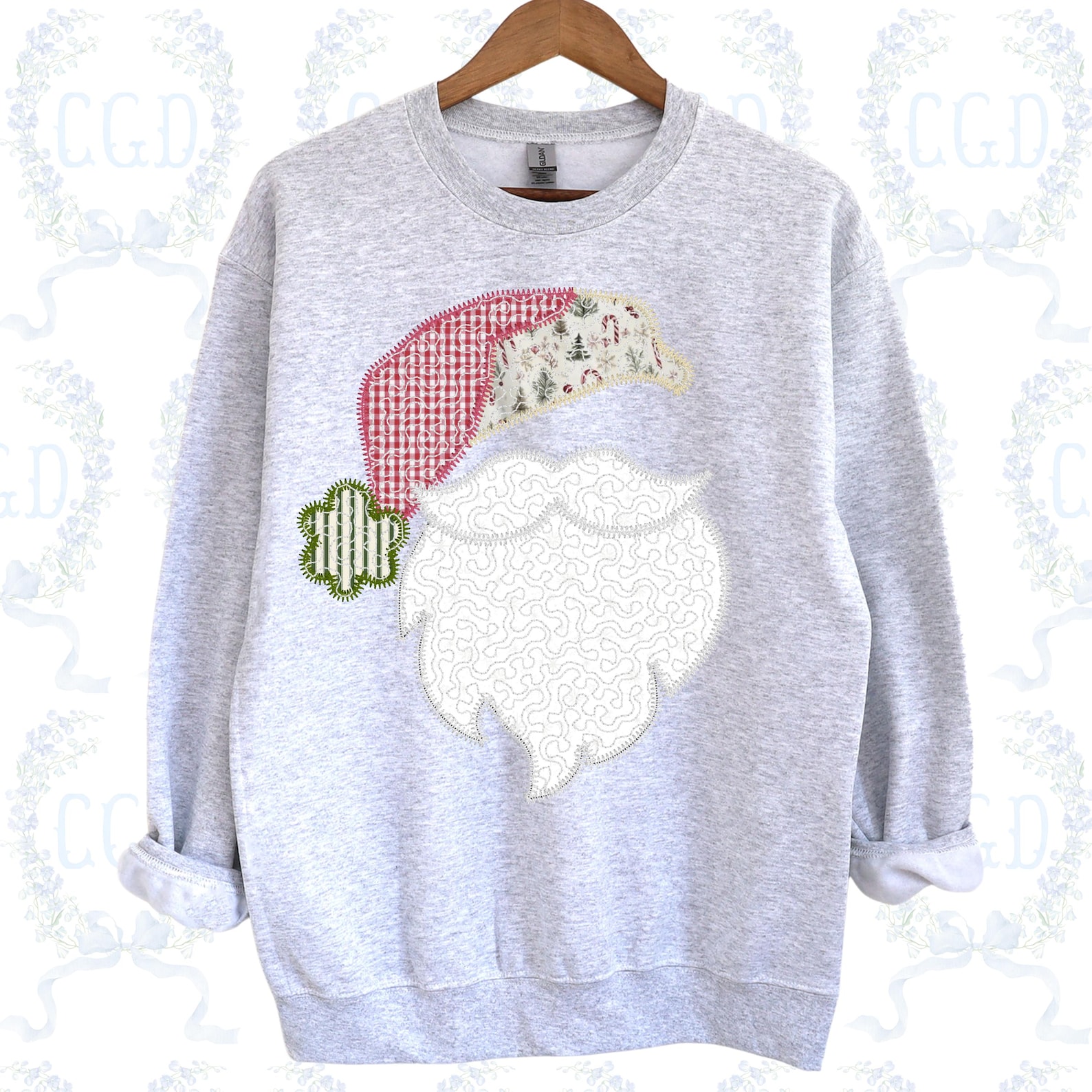 Quilted Patchwork Farmhouse Santa Applique Machine Embroidery Design Download File Cotton Gin ...