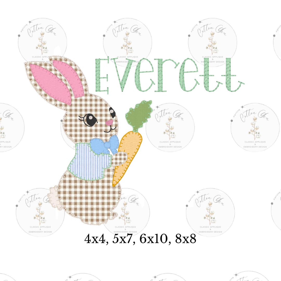 Easter Bunny Little Boy Peter Rabbit Holding Carrot Blanket Stitch ...