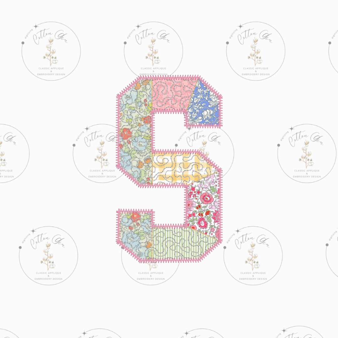 Quilted Patchwork Varsity Initial Letter S Applique Machine Embroidery ...