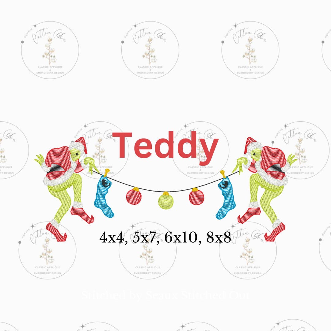 Sneaky Mean One Ornament Banner Sketch Fill, Quick Stitch Machine ...