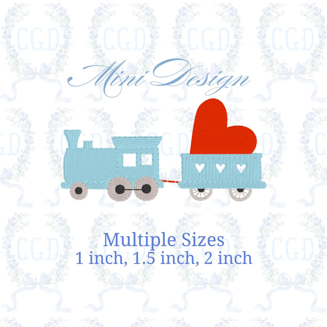 Mini Valentines Day Train With Heart Dense Light Fill, Quick Stitch ...