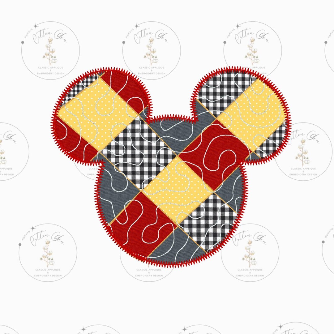 Quilted Patchwork Mouse Head Applique Machine Embroidery Instant ...