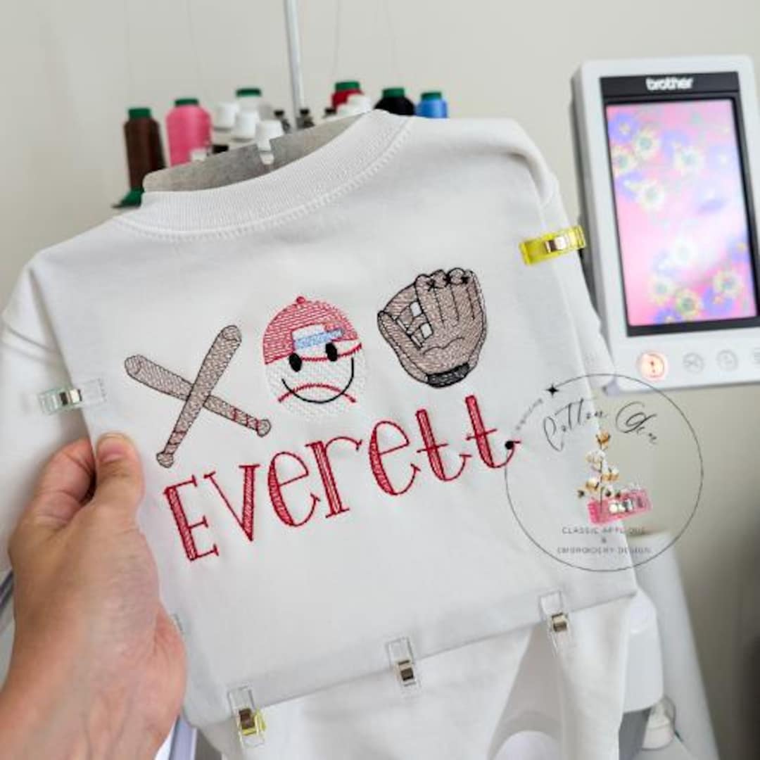 Boy Baseball Trio Sketch Fill, Light Fill, Quick Stitch Embroidery ...