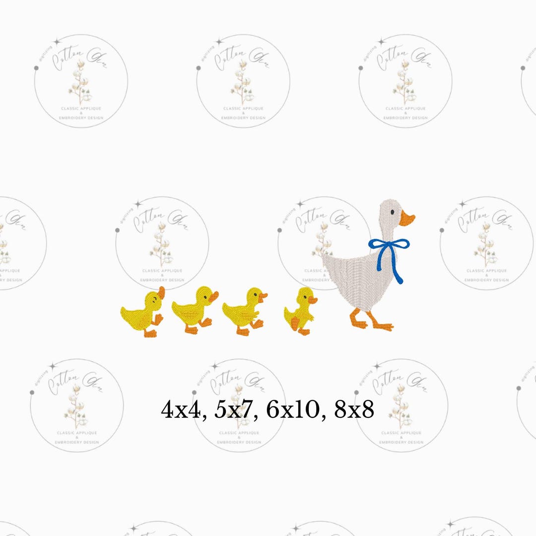 Mama Duck and Baby Ducklings Motif Fill, Vintage Style Fill, Simple ...