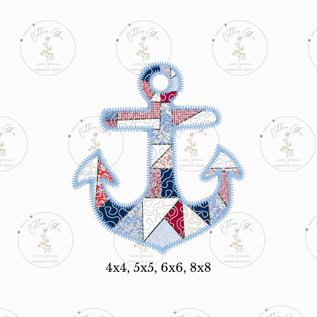 Quilted Patchwork Summer Anchor Zig Zag Applique Machine Embroidery ...