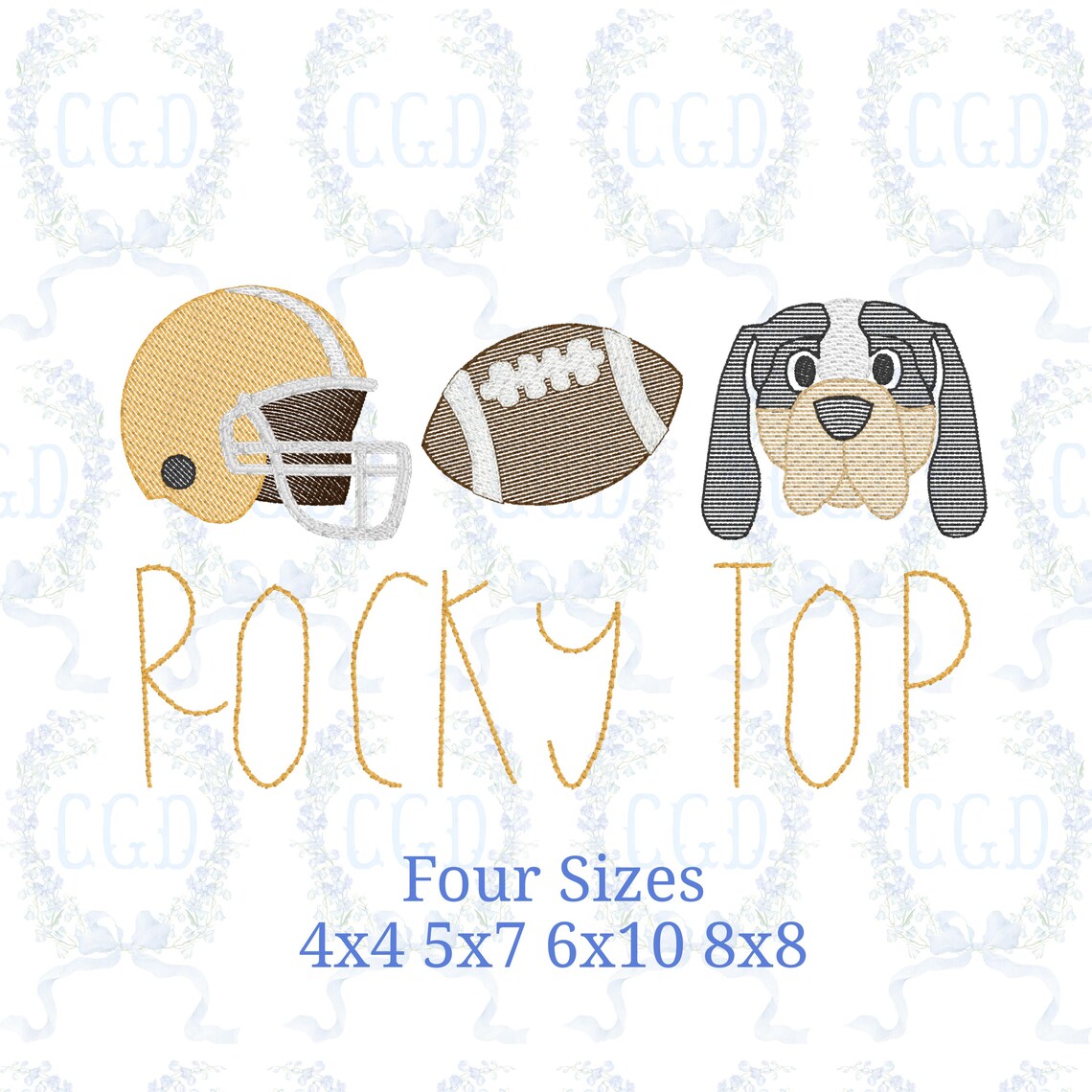 Football Trio Sketch Fill, Light Fill, Quick Stitch Embroidery Machine ...