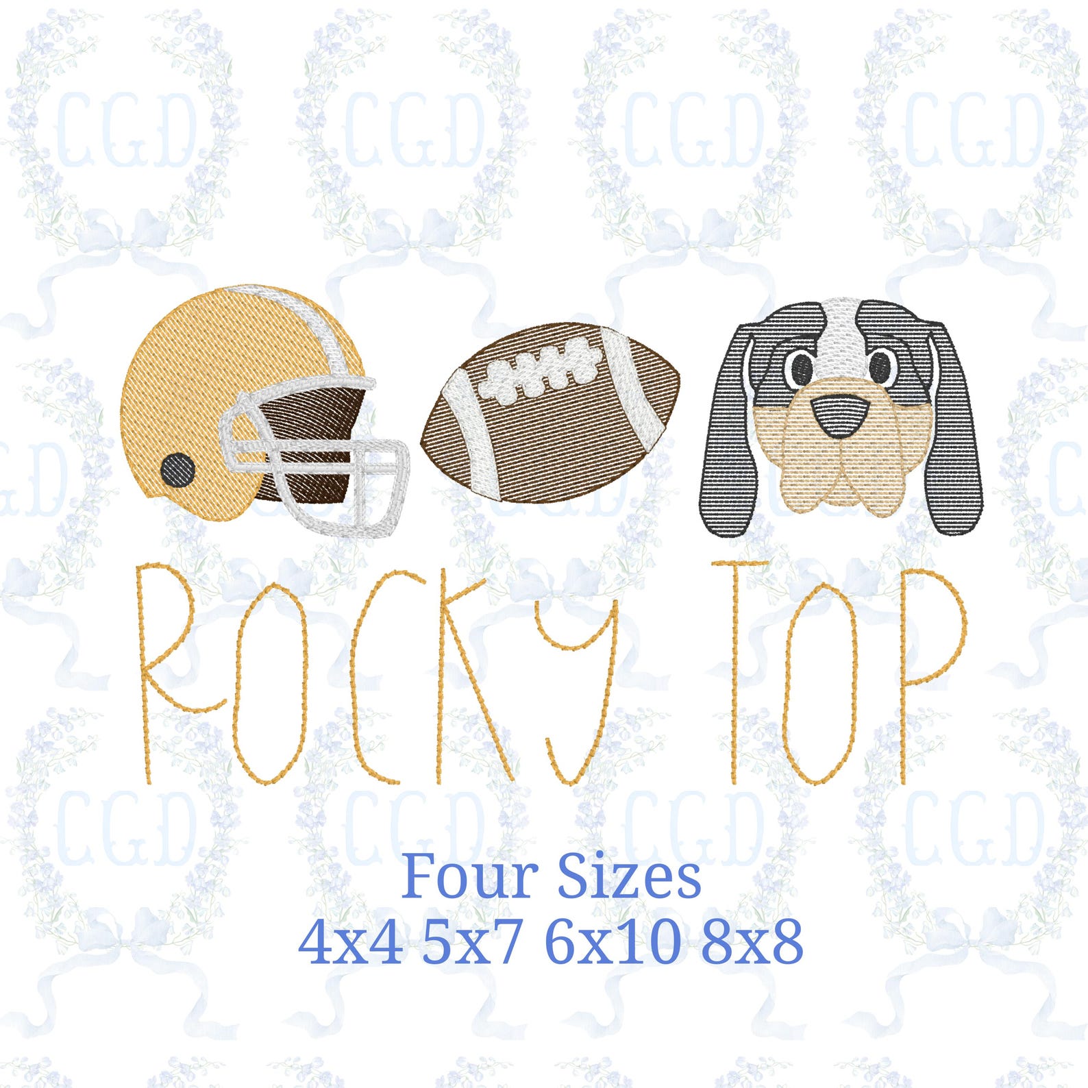 Football Trio Sketch Fill, Light Fill, Quick Stitch Embroidery Machine ...
