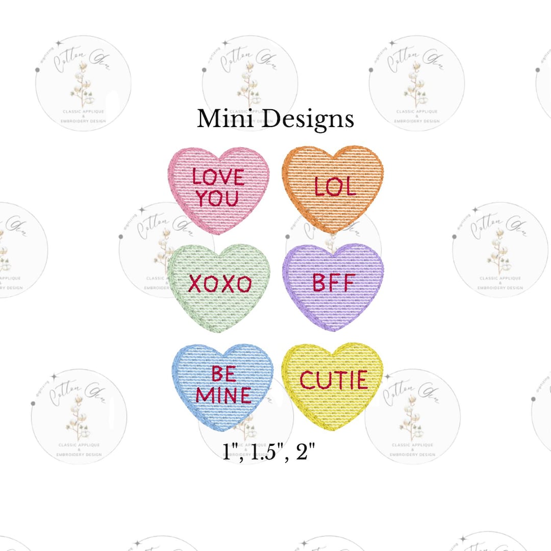 Mini Valentines Day Conversation Hearts Candy 6 Designs Dense, Motif ...