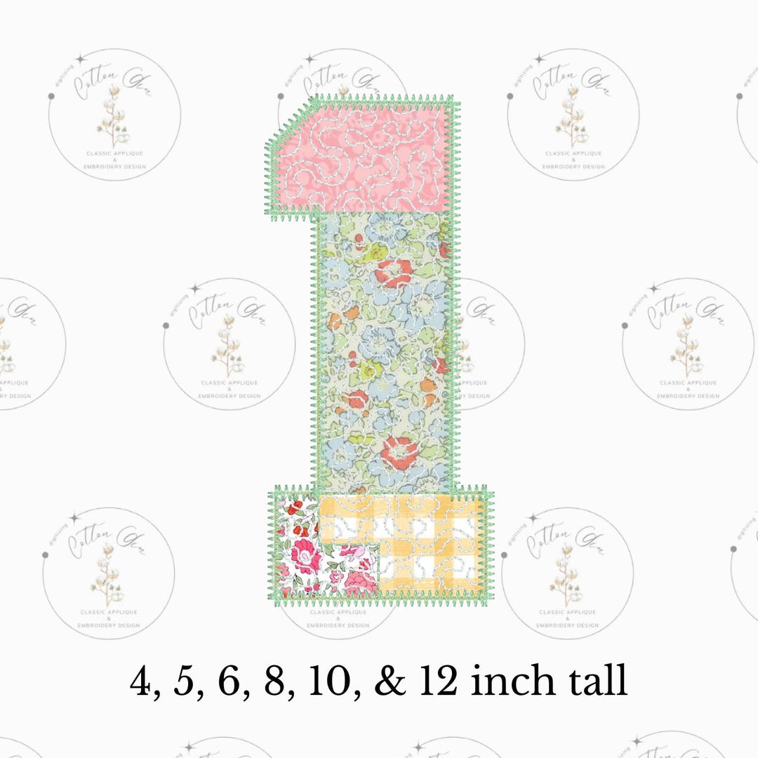 Quilted Patchwork Varsity Number One 1 Applique Machine Embroidery ...