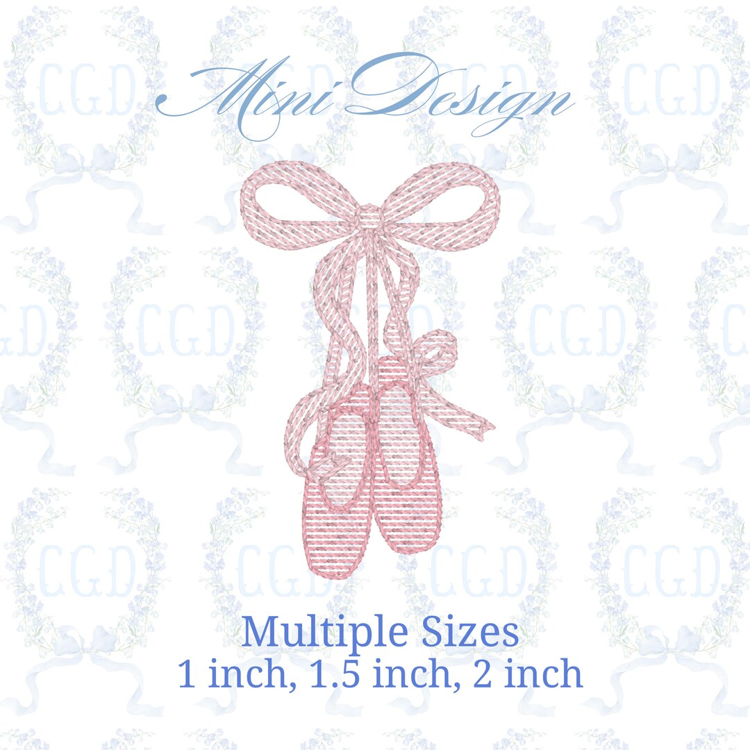 Mini Ballet Shoes With a Bow and Ribbon Embroidery Design File in 3 ...