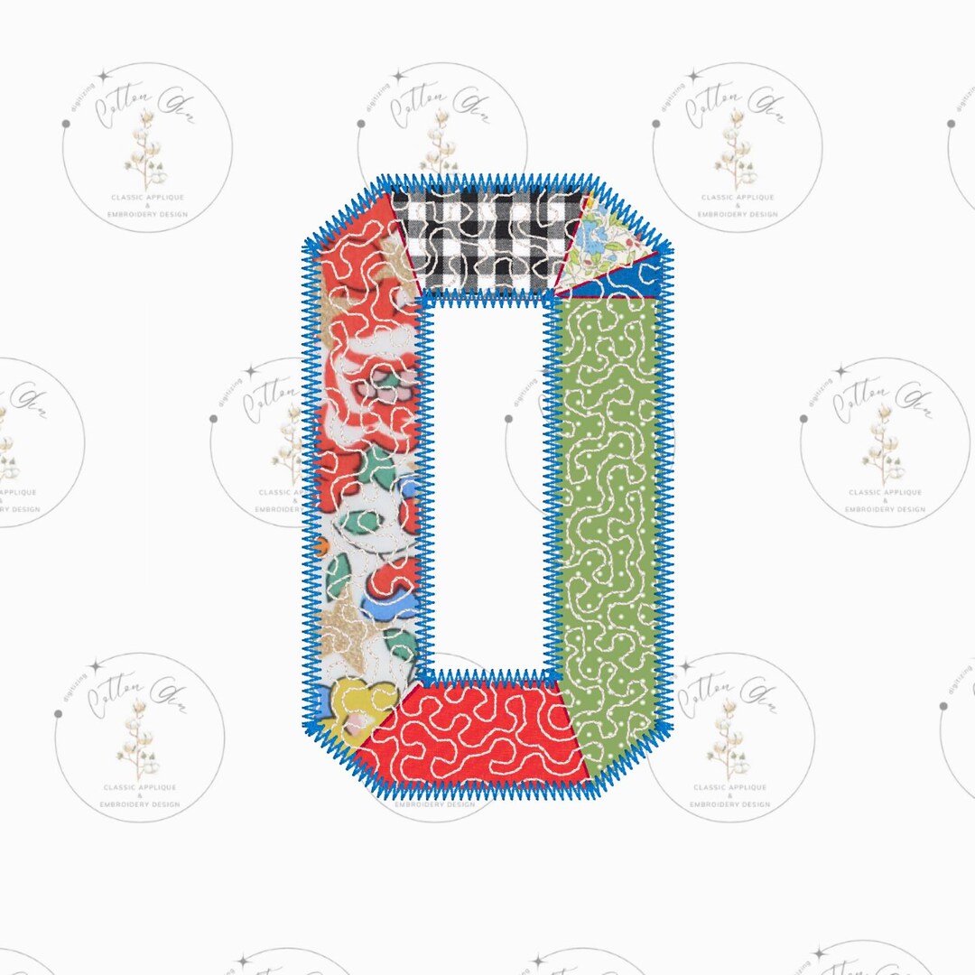 Quilted Patchwork Varsity Initial Letter O Applique Machine Embroidery ...