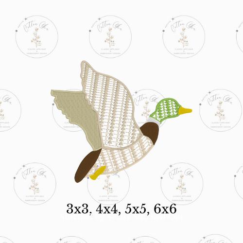Fishnet Flying Mallard Duck Motif Stitch Machine Embroidery Instant ...