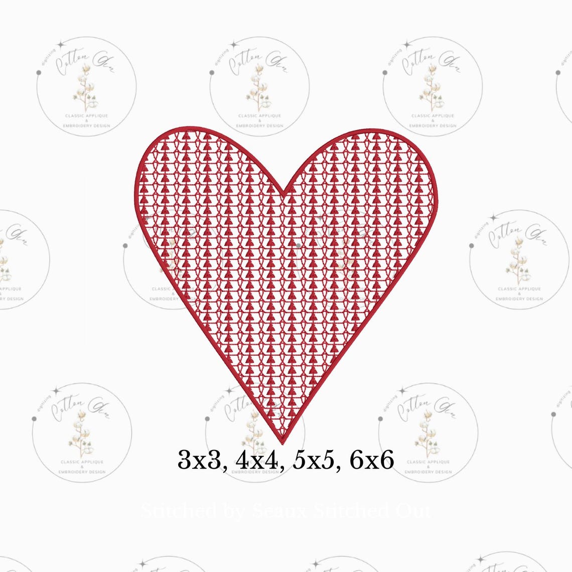 Valentines Day Fishnet Heart Motif Stitch Machine Embroidery Instant ...