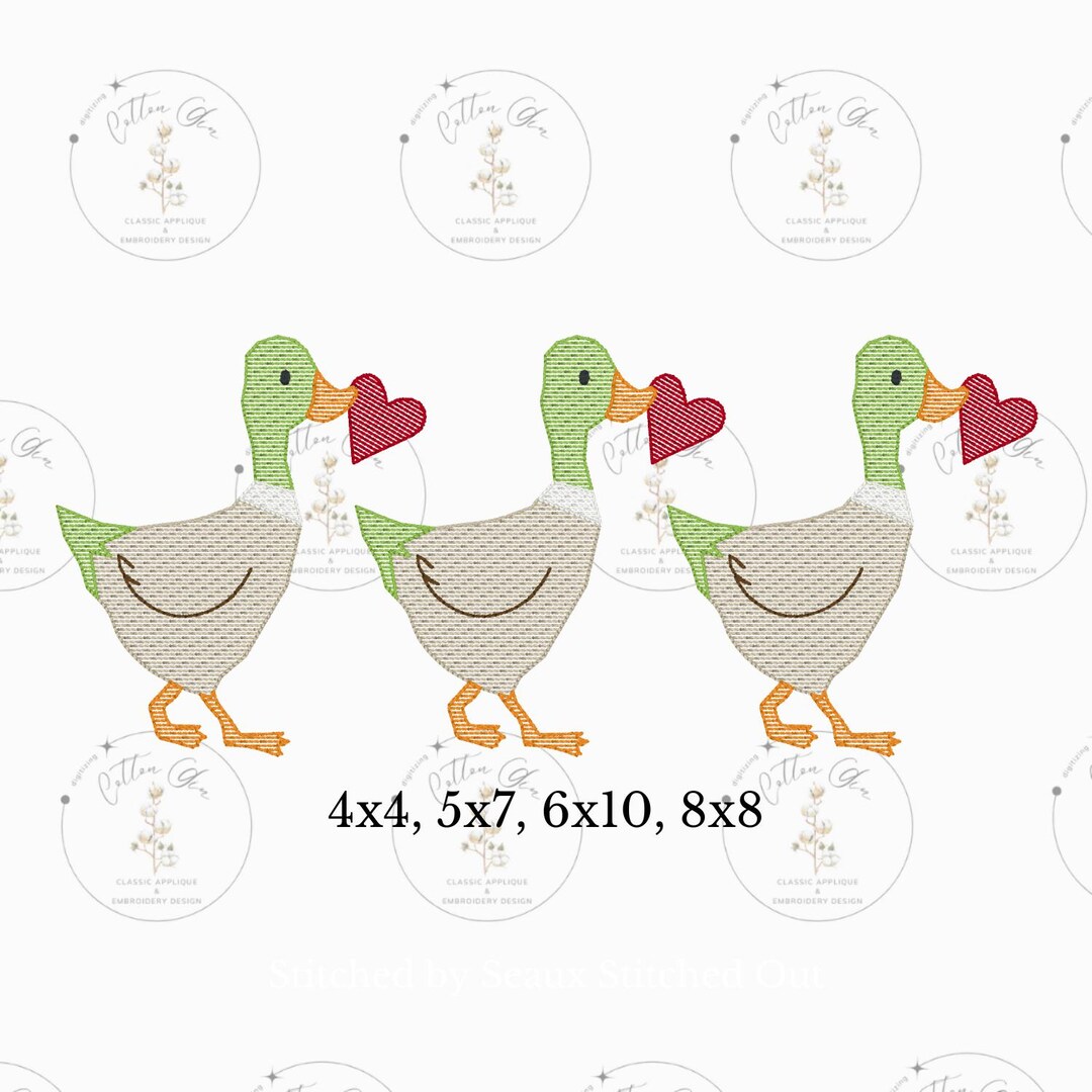 Valentines Day Mallard Duck With Heart Trio Sketch Fill, Light Fill ...