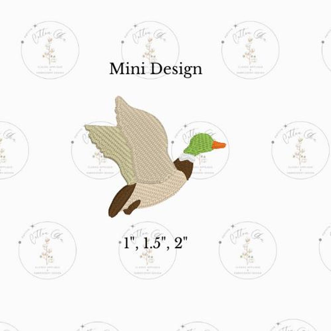 Mini Dense Fill Mallard Duck Flying Hunting Embroidery Design File in 3 ...