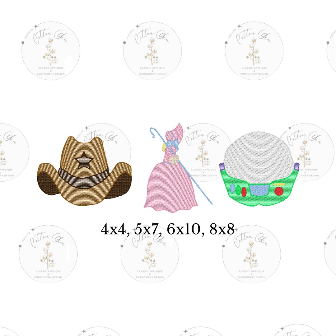 Cowboy Hat Bo Peep Astronaut Sketch Fill, Quick Stitch Embroidery ...