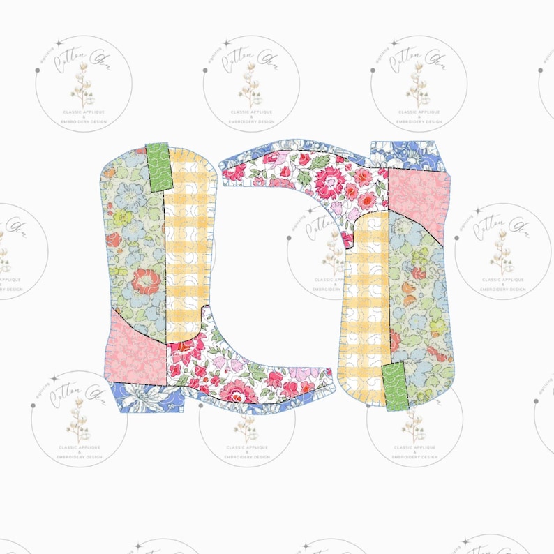 Quilted Patchwork Western Cowboy Boots Blanket Applique Machine ...