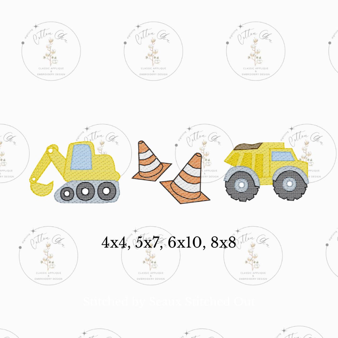 Construction Vehicle Dump Truck Traffic Cone Trio Sketch Fill, Light ...