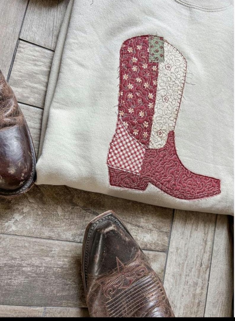 Embroidery Machine Design Quilted Patchwork Western Cowboy Boot Blanket ...