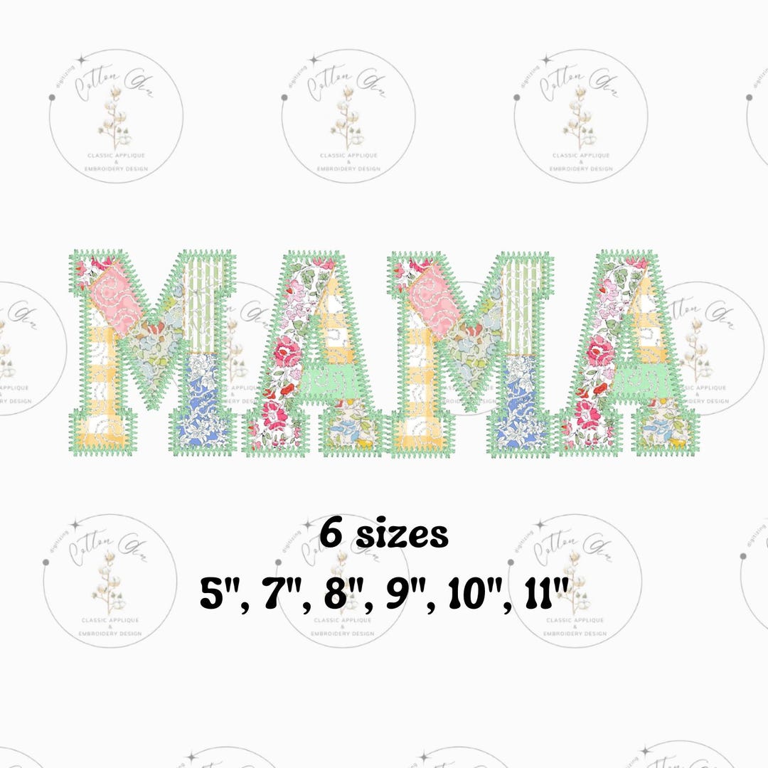 Quilted Patchwork Varsity Mama Applique Machine Embroidery Design File ...
