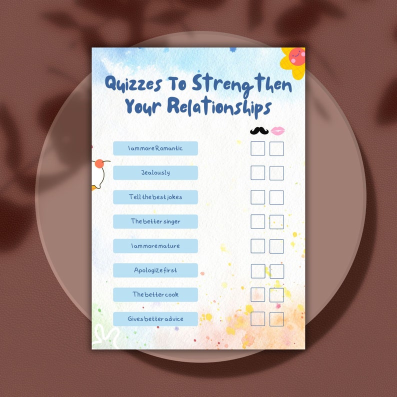 Editable Relationship Quizzes | Relationship Quiz Games | Printable ...