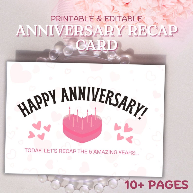 Editable Couple Anniversary Recap Card | Anniversary Message Card ...