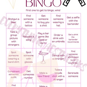Bar Crawl Bingo Bachelorette Birthday Party Girls Night Out Scavenger ...