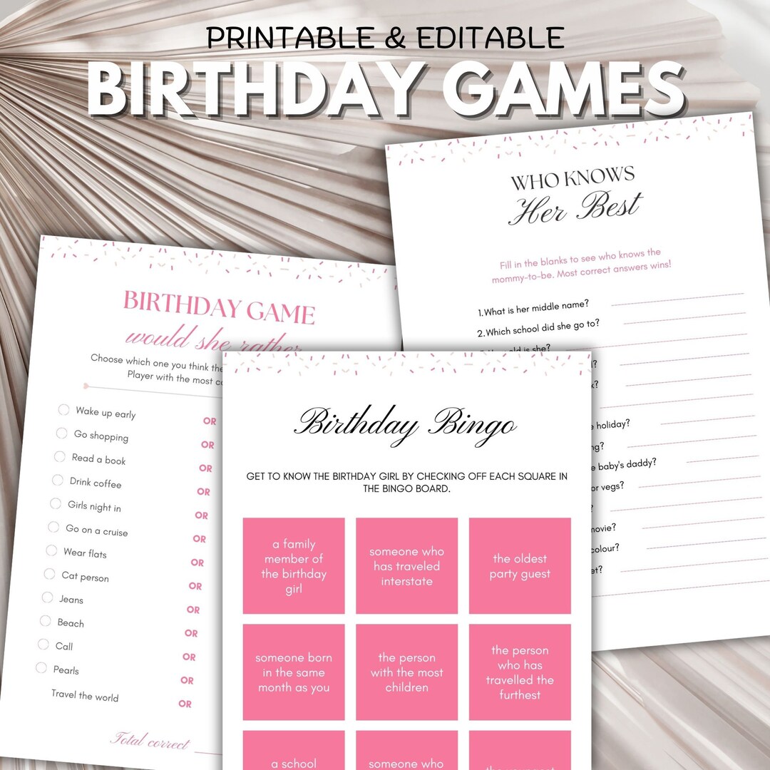 Pink Fun Birthday Games | Who Knows the Birthday Girl | Birthday Party ...