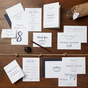 Nautical Wedding Program - Seaside Wedding - Coastal Wedding - New England Wedding - Folded 5"x7 ...