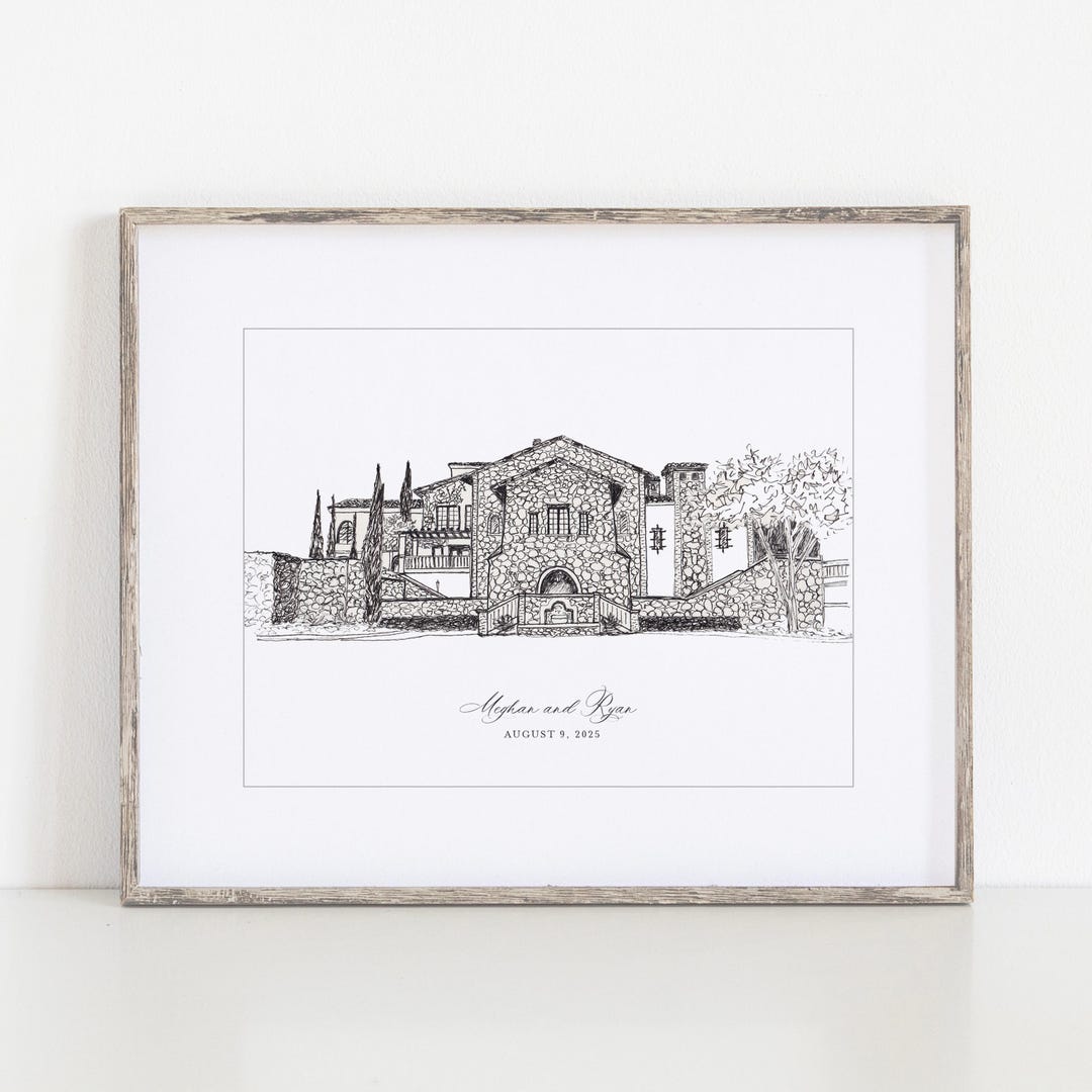 Bella Collina Art Print, 8x10" Montverde, Florida Pen Sketch, Wedding ...