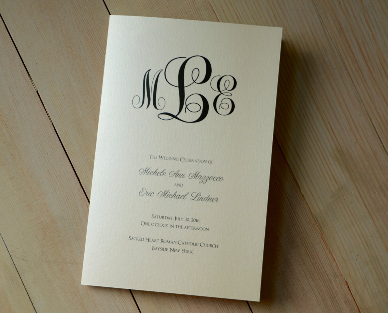 Monogram Design Wedding Program Church Ceremony Bulletin | Etsy