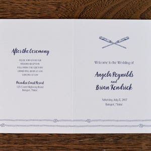 Nautical Wedding Program - Seaside Wedding - Coastal Wedding - New England Wedding - Folded 5"x7 ...