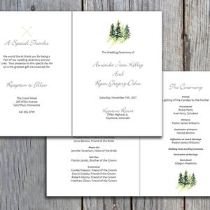Pine Trees Wedding Program - Pine Tree - Rustic Wedding - Rustic Program - Pine Trees - Mountain ...
