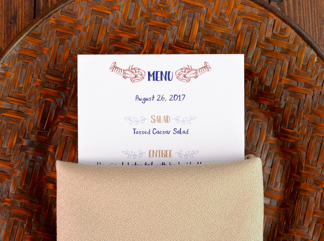 Beach Theme - Coastal Theme - Dinner Menu - Lobster - Coastal Party ...