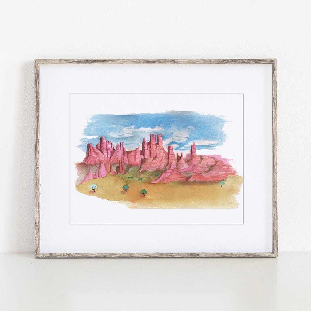 Sedona Red Rocks, Watercolor Art Print, 8x10" Sedona, Arizona. Print of ...